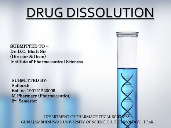 DISSOLUTION AND MECHANISM OF DRUG RELEASE | PDF | Chemistry | Science