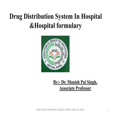 Drug Distribution system & Hospital formulary | PDF