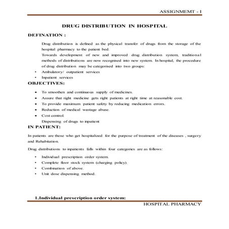 Drug distribution in hospital | DOCX