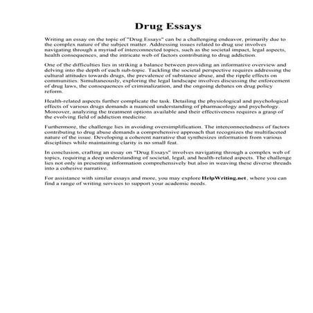 Drug Essays | PDF | Substance Abuse | Diseases and Conditions