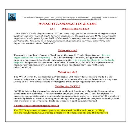 Drug export rule trims gatt sadc wto | PDF