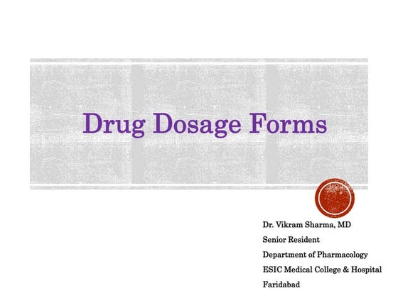 Different Forms of Drug Formulation | PPT