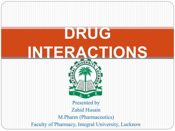 Pharmacokinetic and pharmacodynamic drug interactions | PPT