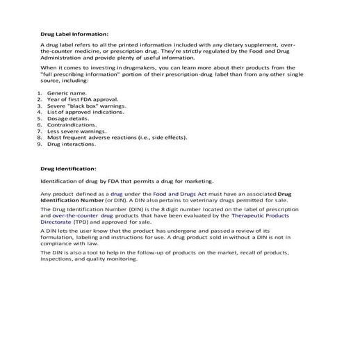 Drug label information | DOCX | Pharmaceutical Industry | Industries