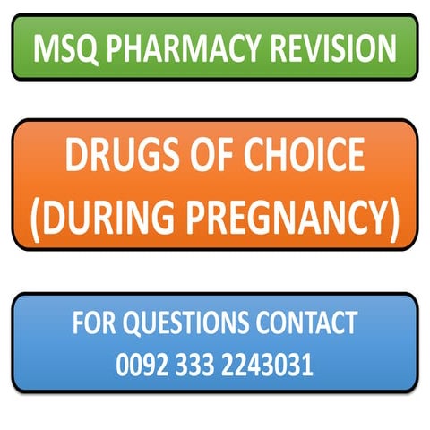 Drug of Choice During Pregnancy- MSQ Pharmacy Revision | PPTX