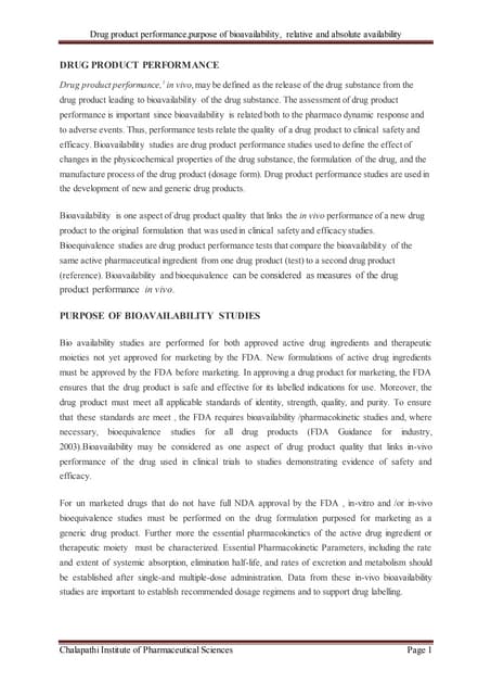 BIOAVAILABILITY AND BIOEQIVALENCE | PPT
