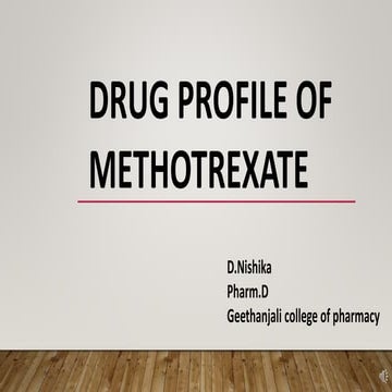 Drug profile of methotrexate :Introduction, History, ROA, Dose, MOA ...