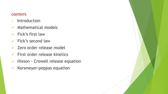 mathematical models for drug release studies | PDF | Pharmaceutical ...