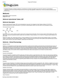 Generic Metformin Tablets for Treatment of Type 2 Diabetes (Non-Insulin ...