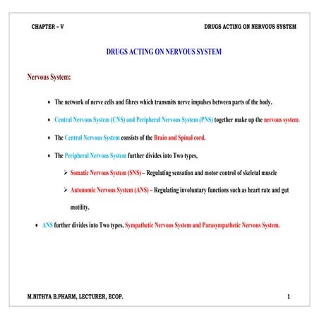 Drugs acting on CNS Part 1 | PDF