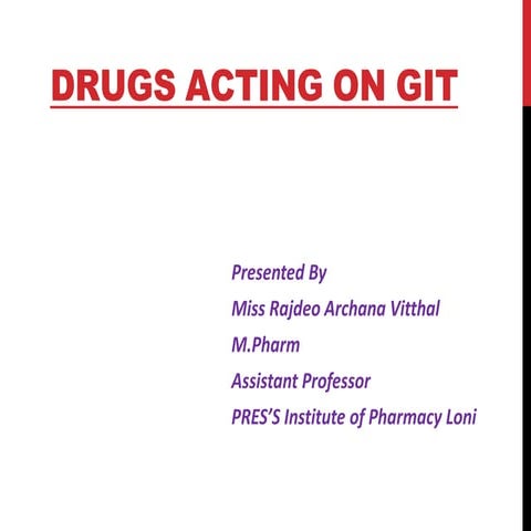 Drugs Acting On GIT (2).pptx Gastrointestinal Tract | PPTX