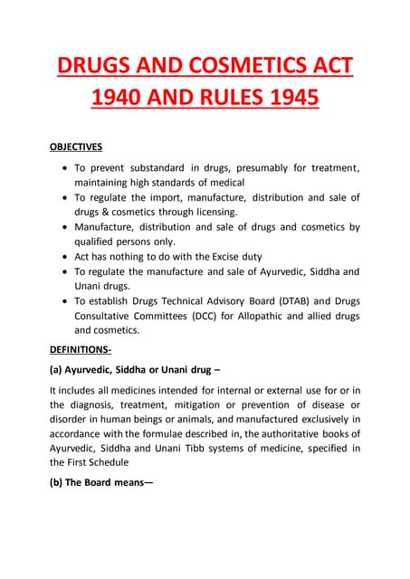 Drugs and cosmetics act-Control Of Spurious Drugs | PDF
