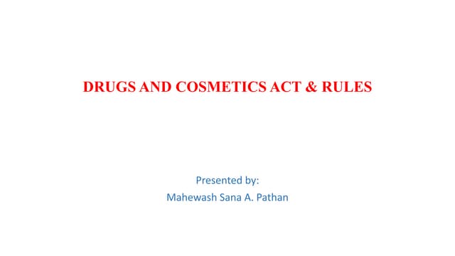 Drugs and cosmetics act-Control Of Spurious Drugs | DOCX