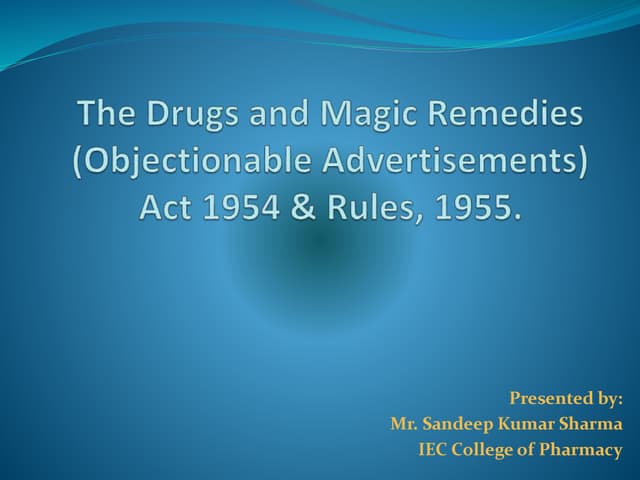 Drugs and magic Remedies, Act 1954 | PDF