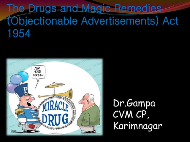 Drugs and magic Remedies, Act 1954 | PDF