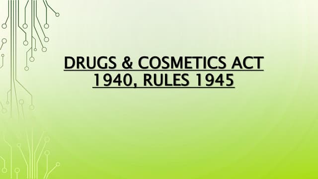 Drugs & Cosmetics Act 1940 part III | PPTX