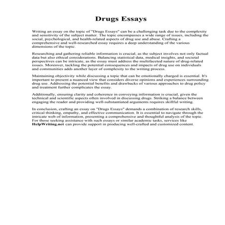Drugs Essays. University of California Riverside | PDF