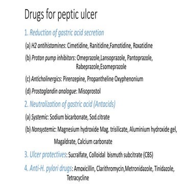 Drugs for peptic ulcer - Copy.pptx | Digestive Disorders | Diseases and ...