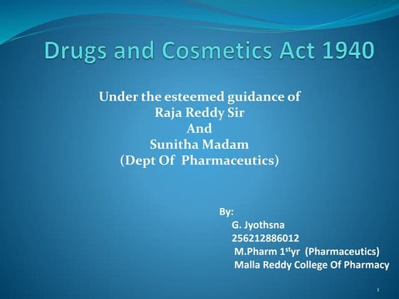 Drugs and cosmetics act-Control Of Spurious Drugs | DOCX | Substance ...