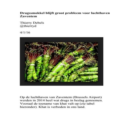 Drugssmokkel blijft groot probleem voor luchthaven Zaventem | DOC ...