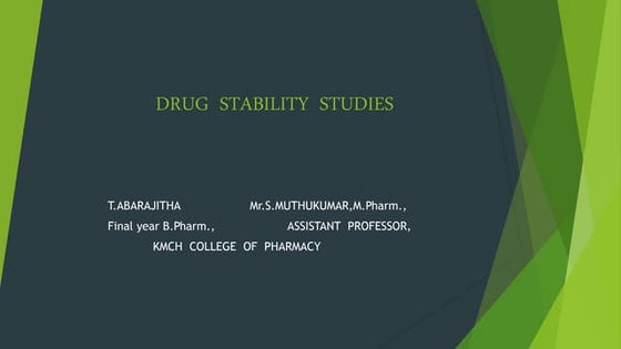 1. Drug stability for Pharmacy students, ppt | PPT