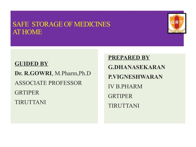 Drug Storage & Maintenance | PPTX