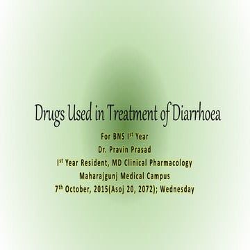 Drugs used in treatment of diarrhoea | PPTX
