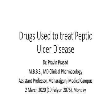 Drugs used to treat peptic ulcer disease | PPT