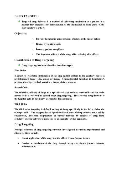 Targeted Drug Delivery Systems First Year M. Pharmacy. | PPT