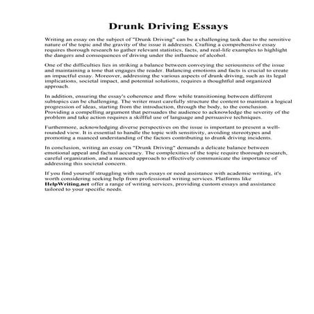 Drunk Driving Essays | PDF