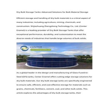 Dry Bulk Storage Tanks Advanced Solutions for Bulk Material Storage.docx