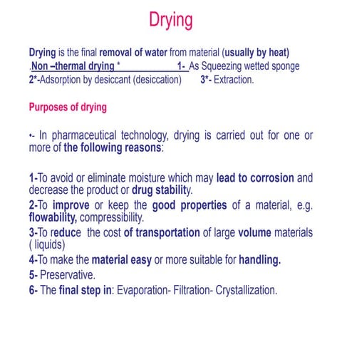 Drying in the pharmaceutical unit process | PPT