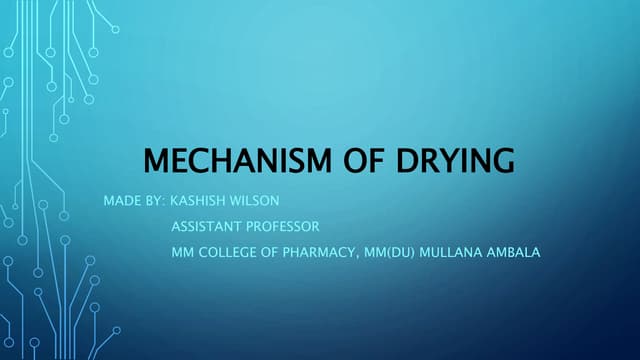 PRINCIPLES OF DRYING | PPTX