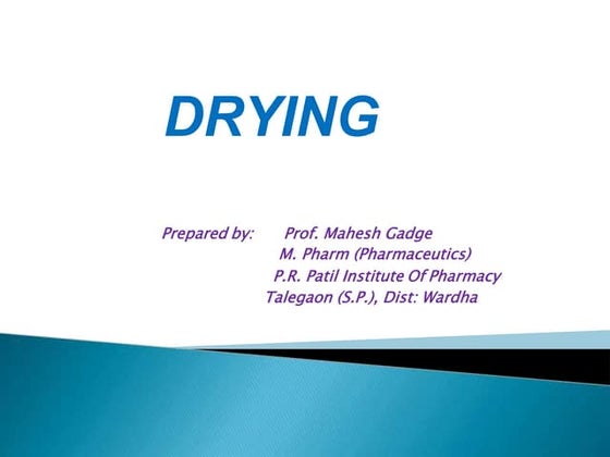 Drying (principles) | PPTX