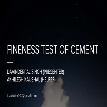 FINENESS TEST OF CEMENT (DRY SIEVING) | PPTX