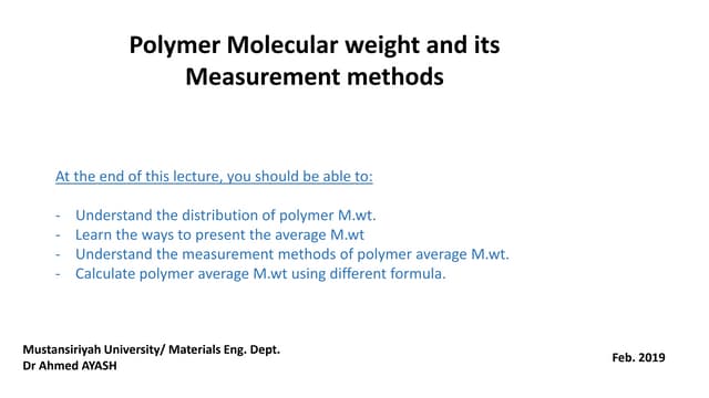 Molecular weight fundamentals | PDF