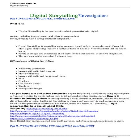 Investigation of Digital Storytelling | PDF
