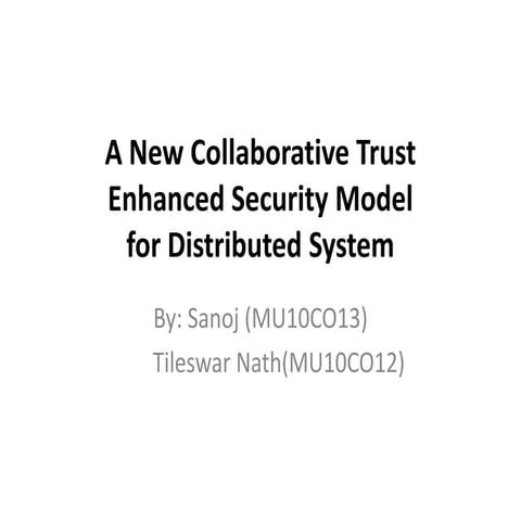 A New Security Model For Distributed System | PPT