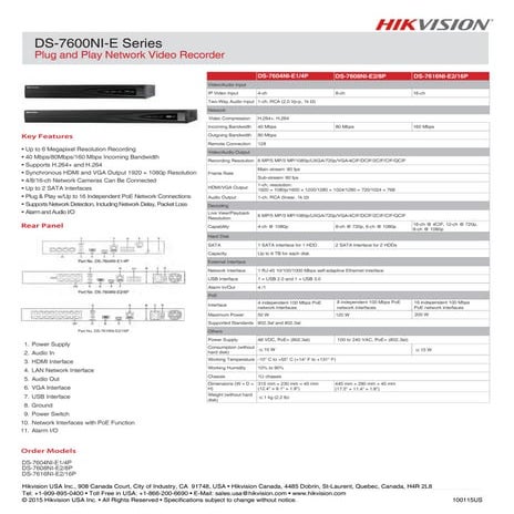 Haikon DS-7616NI-E2 16P NVR Kayıt Cihazı | PDF