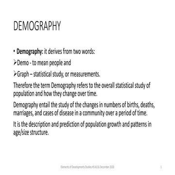 Demography Development studies _university students | PPT