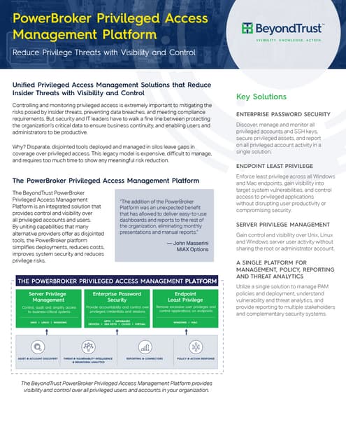 Beyondtrust Powerbroker Privileged Access Management Platform Pdf
