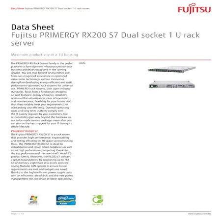 Fujitsu PRIMERGY RX200 S7 | PDF
