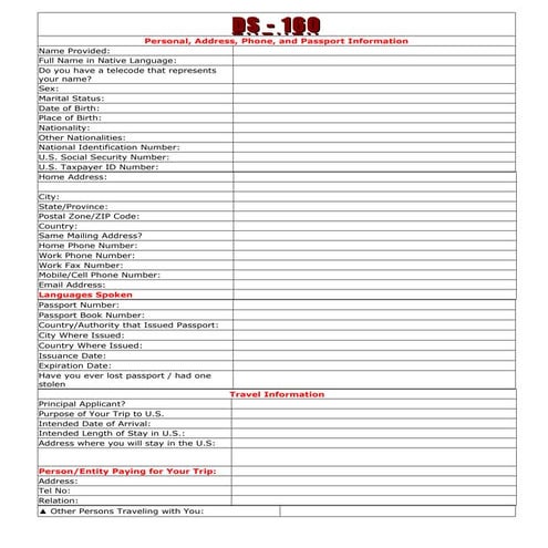 Ds 160 client form | PDF