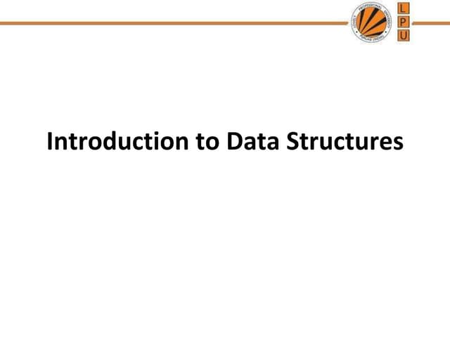 Ds 1 Introduction To Data Structures Ppt