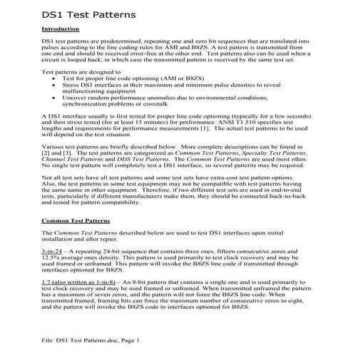 Ds1 test patterns | PDF