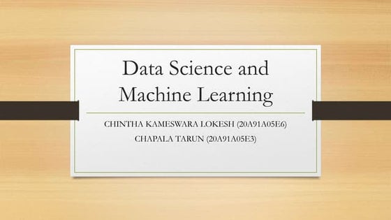 data science & machine learning prasentation | PPT