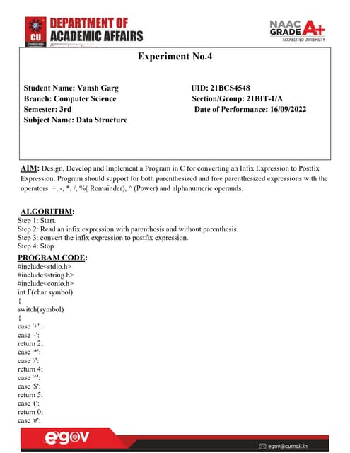 Infix to postfix.pdf | Programming Languages | Computing Infix to postfix.pdf | Programming Languages | Computing