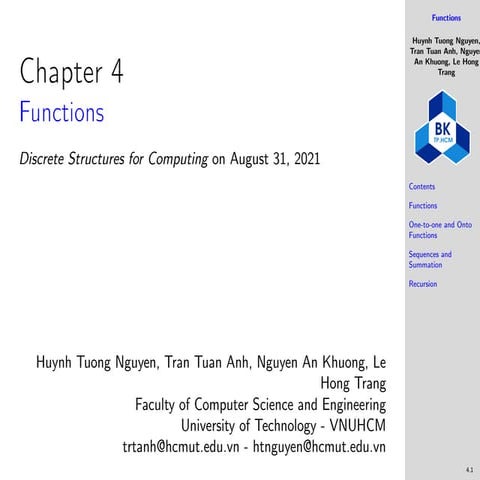 Functions - Discrete Structures for Computing - HCMUT | PDF