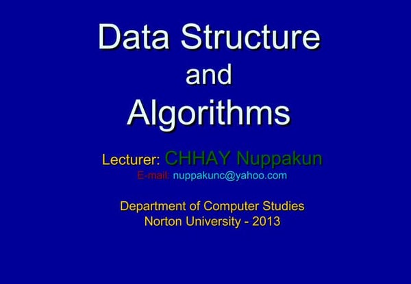 Lecture 1 Data Structures And Algorithms Ppt