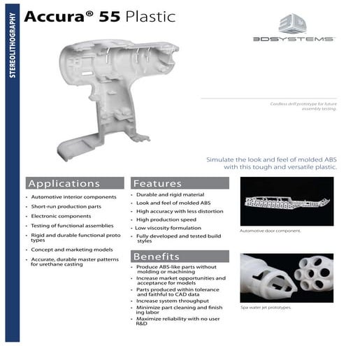 Accura Sapphire SLA Plastic material properties (EN) | PDF